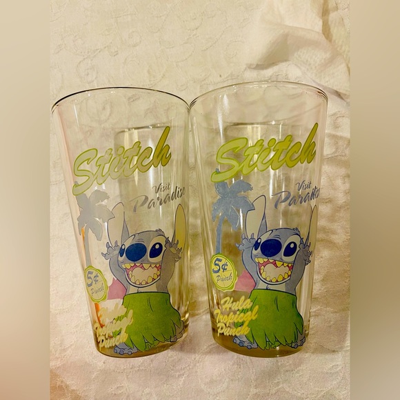Disney | Dining | Set Of 2 Vintage Disney Stitch Beer Glasses Made In ...